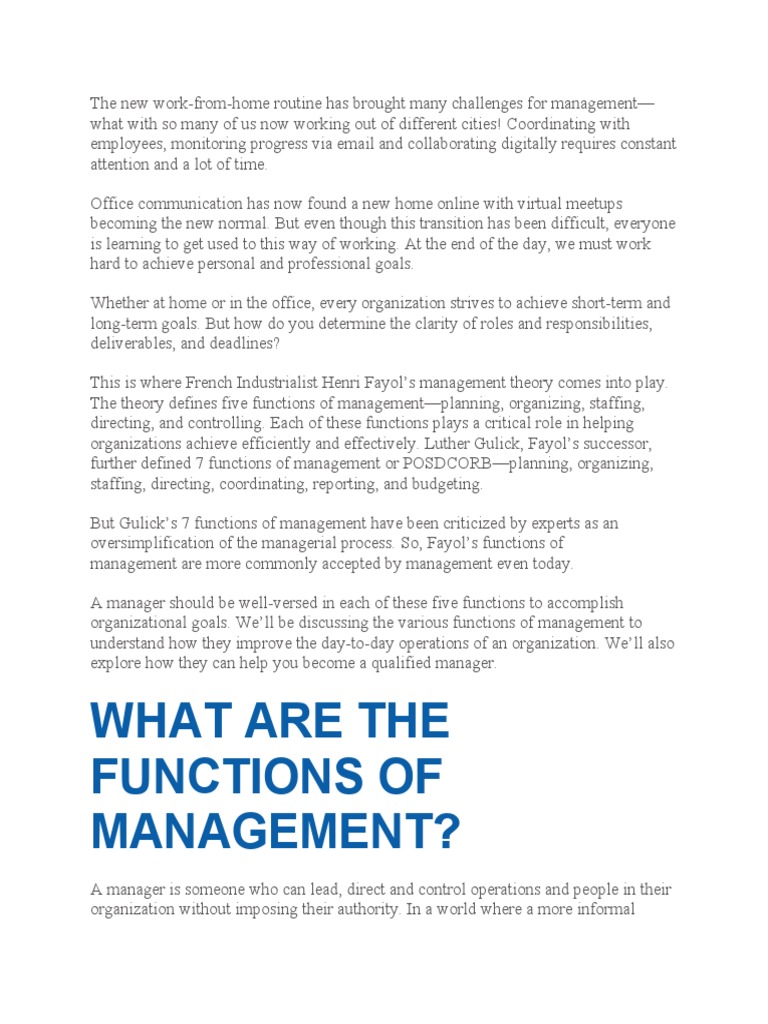 Functions of Management Guide | PDF | Business | Cognition