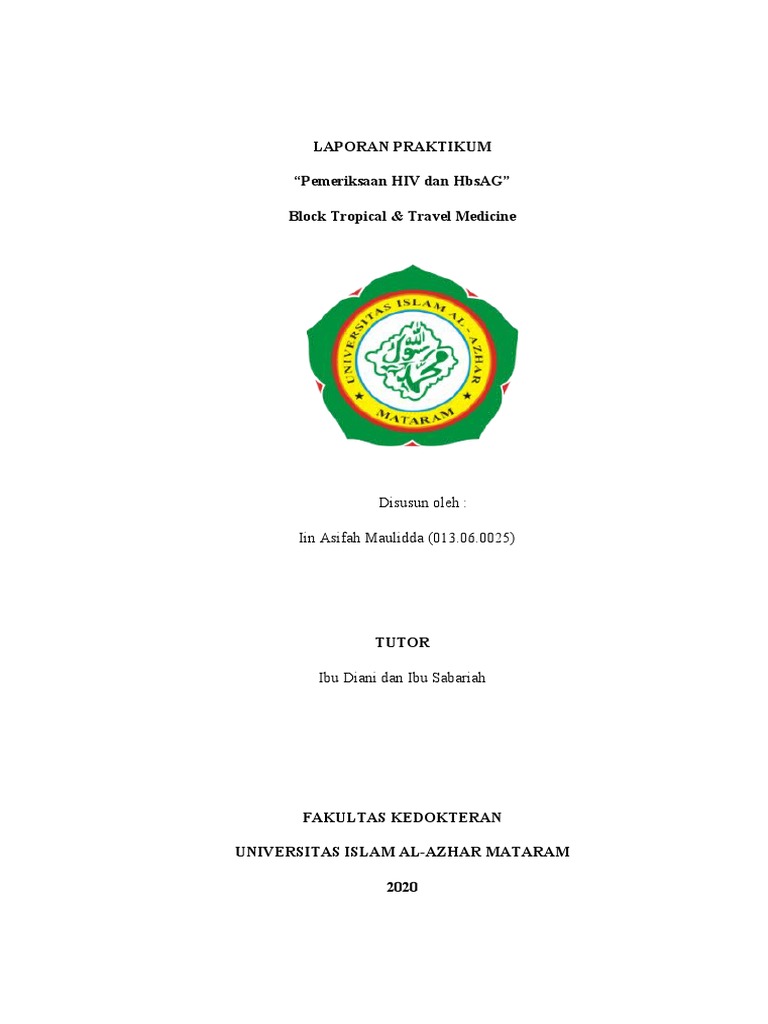 1.iin Asifah Laporan Praktikum HIV Dan HbsAg Insallah Fix | PDF