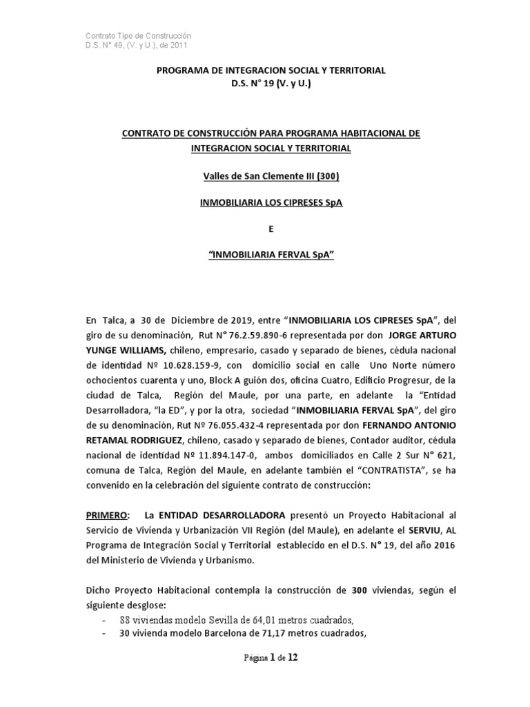 Contrato de Construccion Serviu | PDF