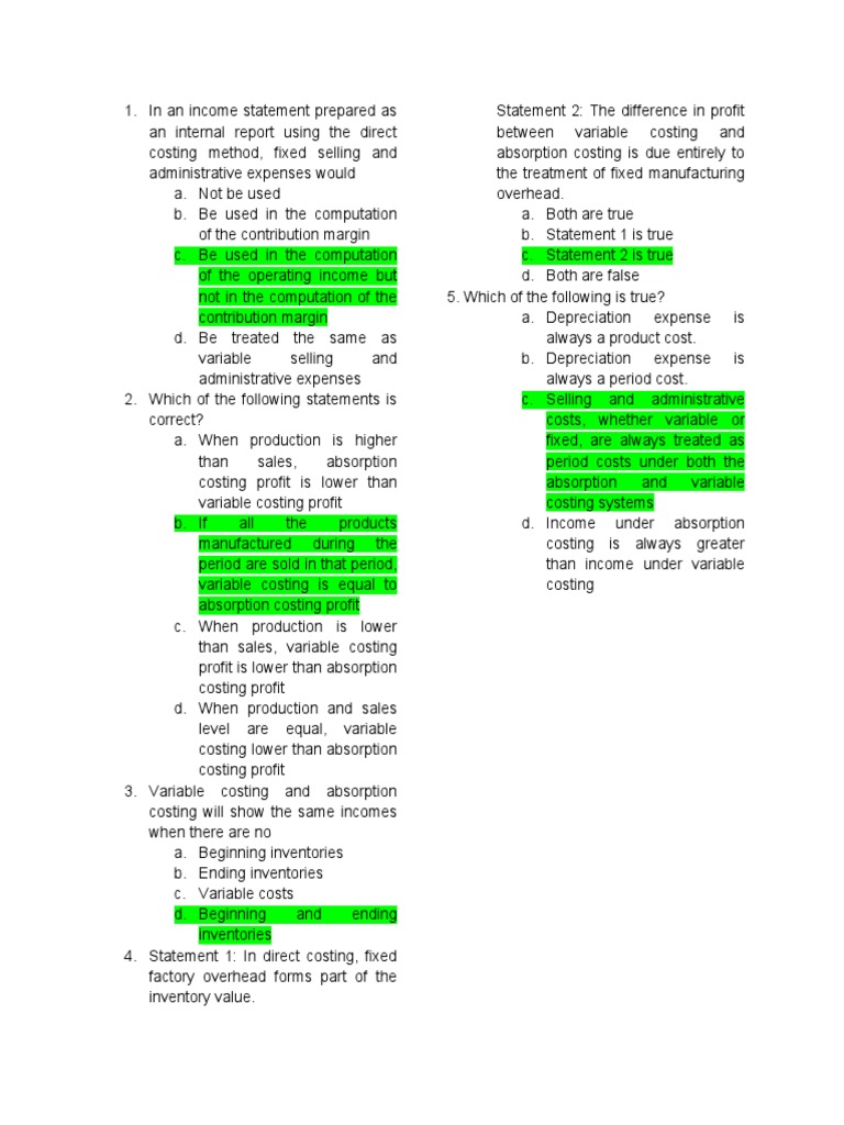 Absorption & Variable Costing | PDF | Inventory | Accounting