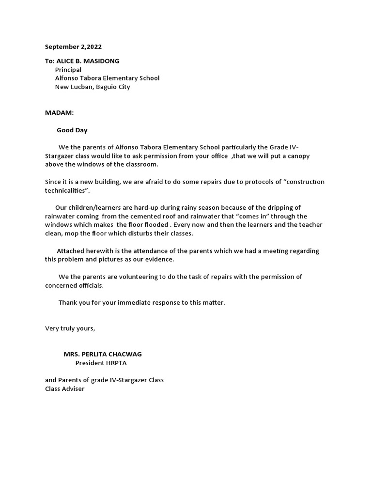 Request for Canopy Installation at School | PDF | Career & Growth
