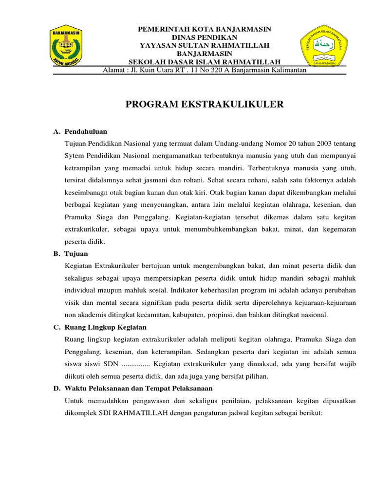 Program Ekstrakulikuler | PDF
