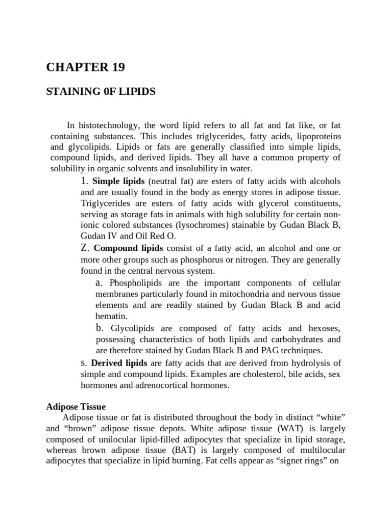 Lipid Staining Techniques Guide | PDF | Staining | Lipid