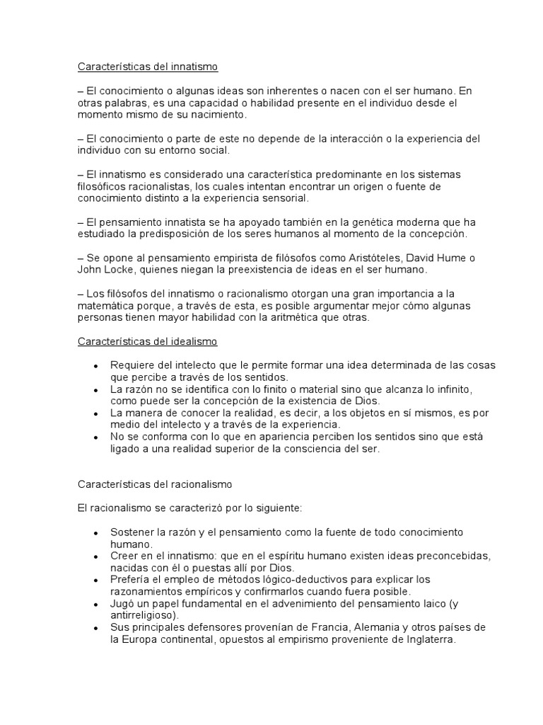 Características Del Innatismo | PDF