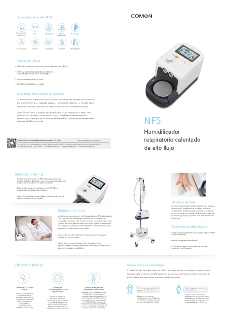 Sistema Respiratorio de Alto Flujo Con Humidificación y Calefactor Nf5 ...