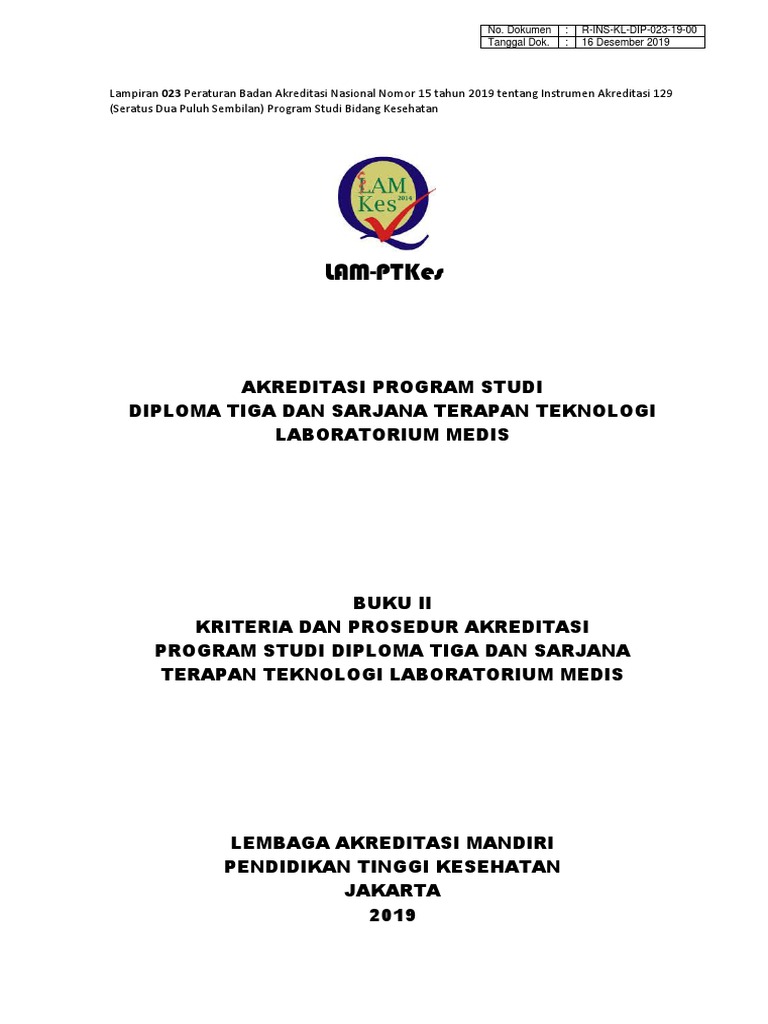 Buku 2-Kriteria Dan Prosedur Akreditasi-D3 & STR TLM | PDF | Karier & Perkembangan