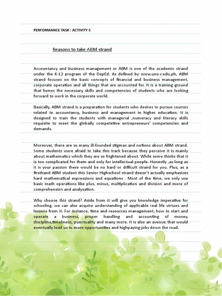 Reasons To Take ABM Strand | PDF