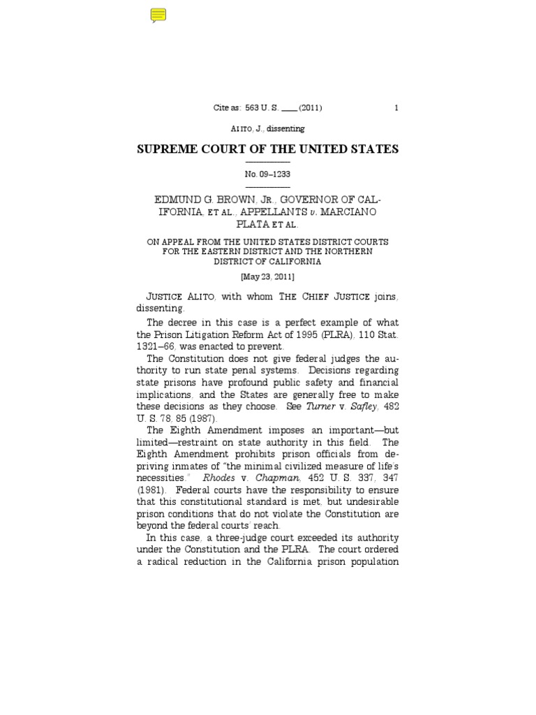 0 - 3 Brown Vs Plata - 3 Dissent Opinion Justice Alito Acompanhado Por Roberts | Download Free ...