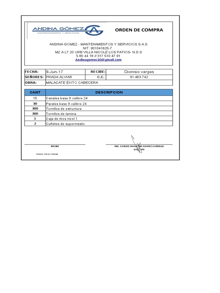Orden de Compra | PDF