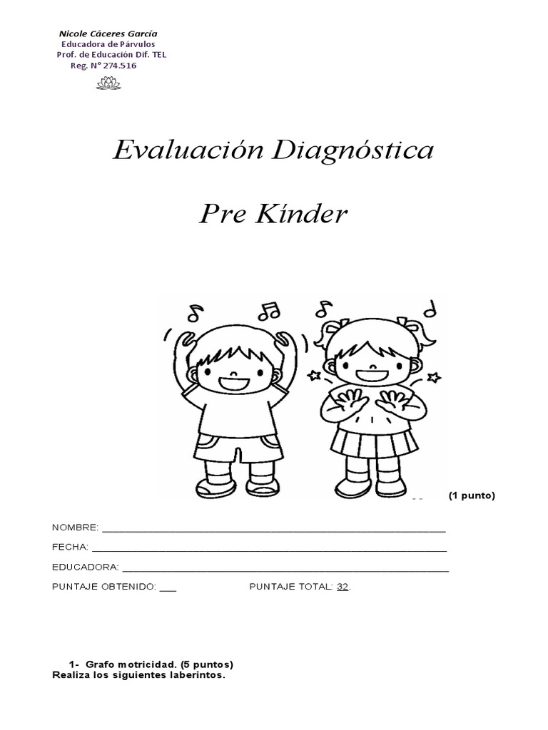 Evaluación Diagnostica Pre Kinder Pdf 3795