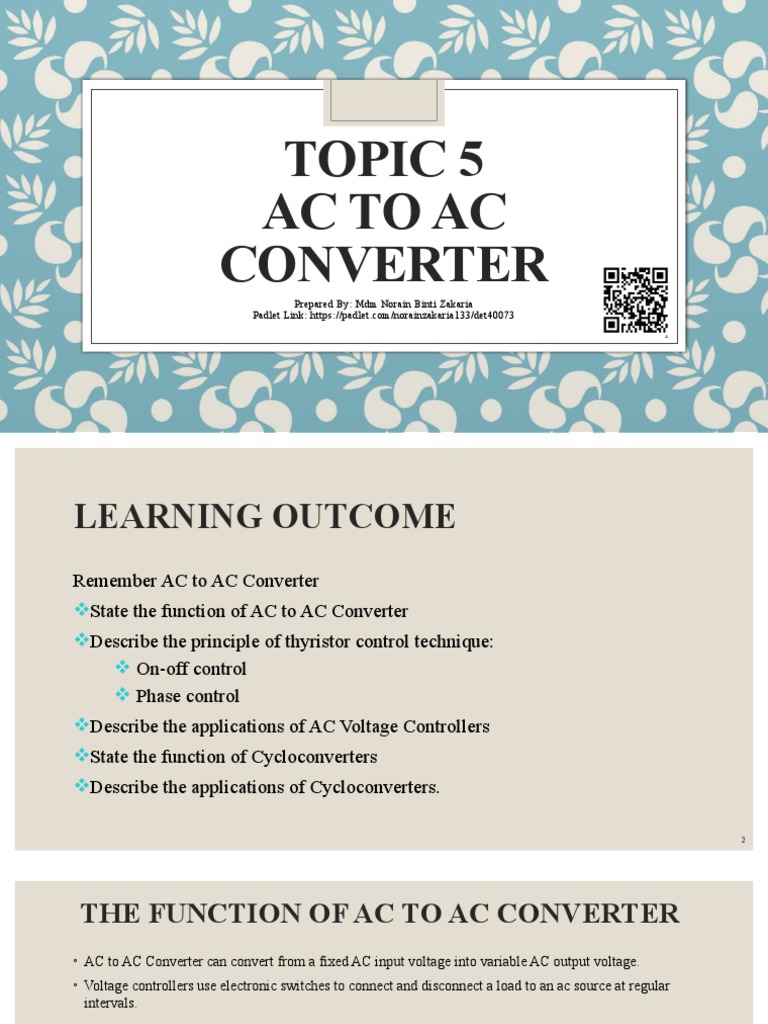 Topic 5 AC To AC Converter | PDF | Alternating Current | Ac Power
