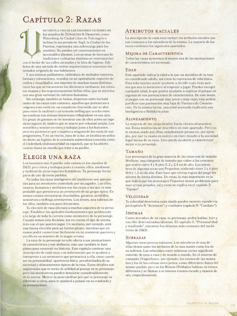 D&D - 5ed Manual Del Jugador - Razas | PDF | Duendes | Enano (Tierra Media)