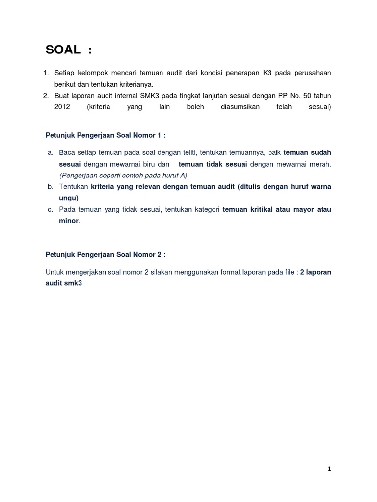 Soal Simulasi Audit Panjang 2020 Baramega Amiricano - Compressed | PDF