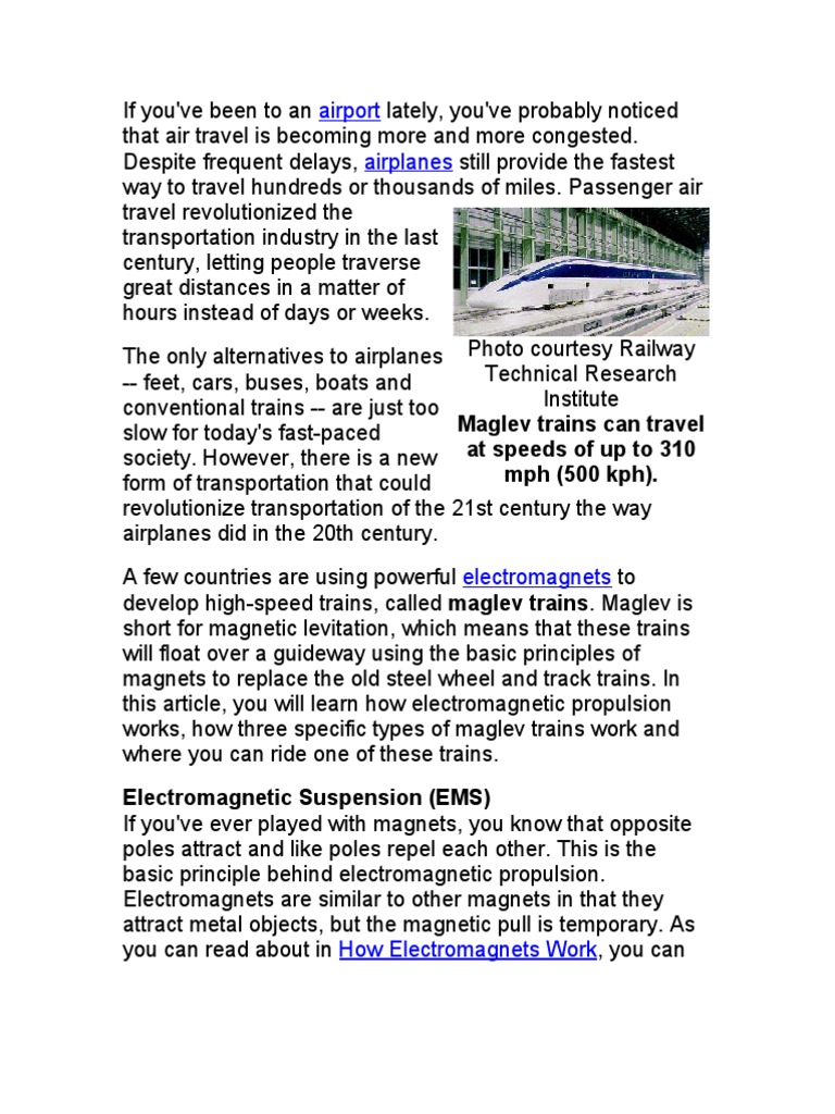 Airport Airplanes: Maglev Trains Can Travel at Speeds of Up To 310 MPH ...