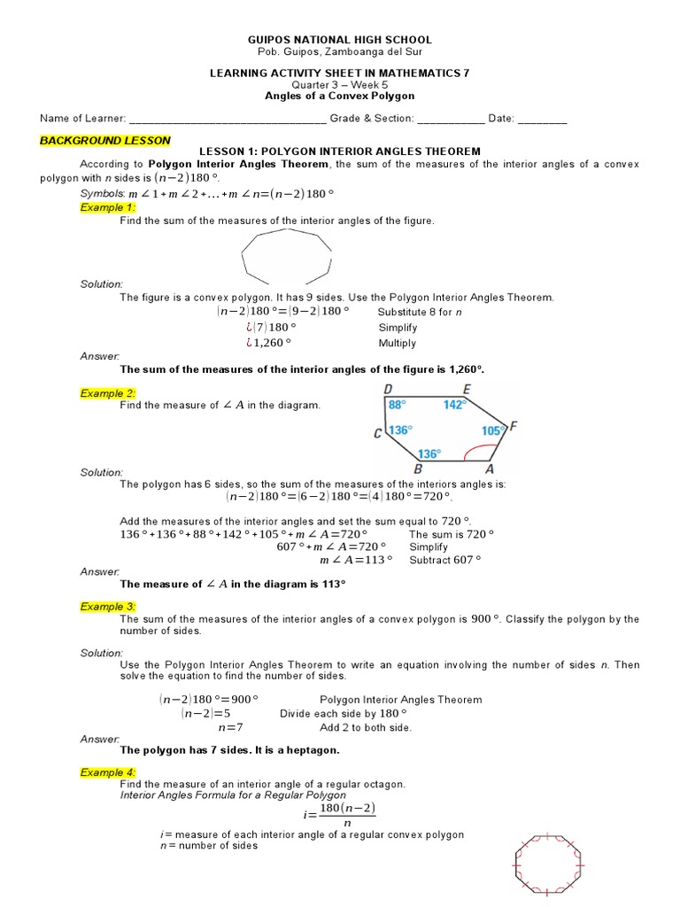 Worksheet Q3 Week 5 | PDF | Triangle | Angle