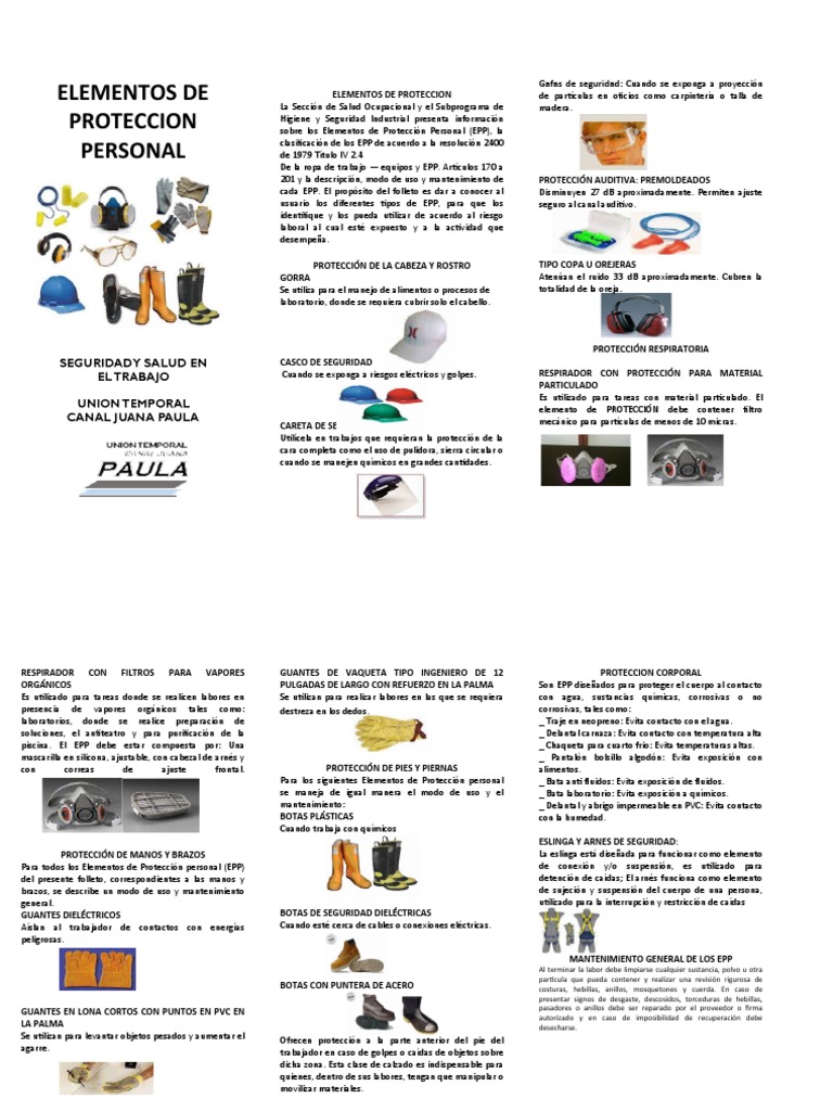 Folleto Uso y Cuidado de Epp | PDF | Agua | Seguridad y salud ocupacional