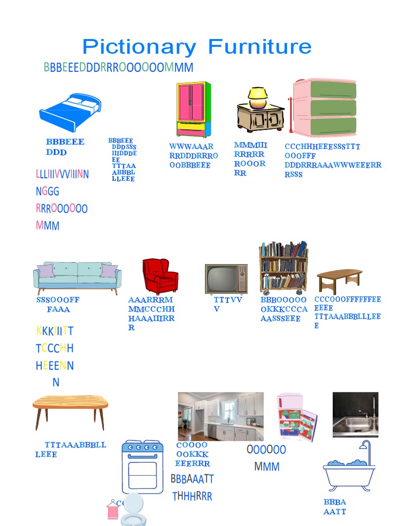 Pictionary Furniture Classroom Posters Oneonone Activities Picture Dict ...