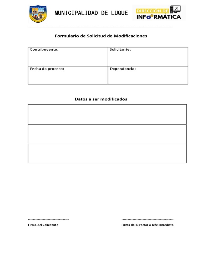 Solicitud de Modificacion | PDF