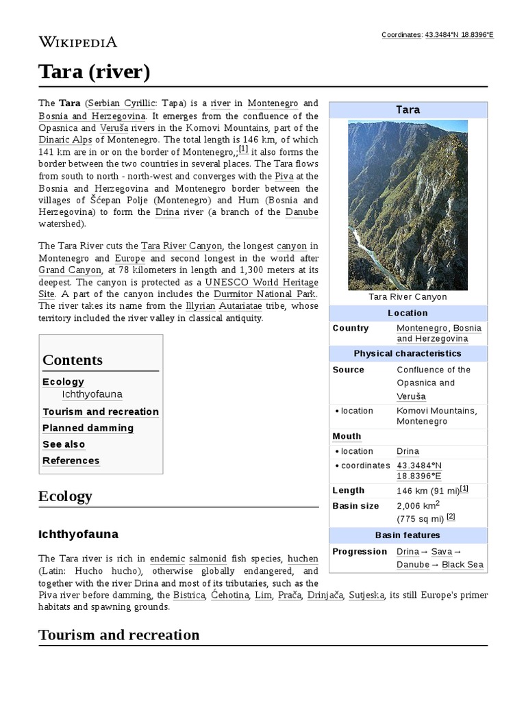 Tara (River) | PDF | Earth Sciences | Physical Geography