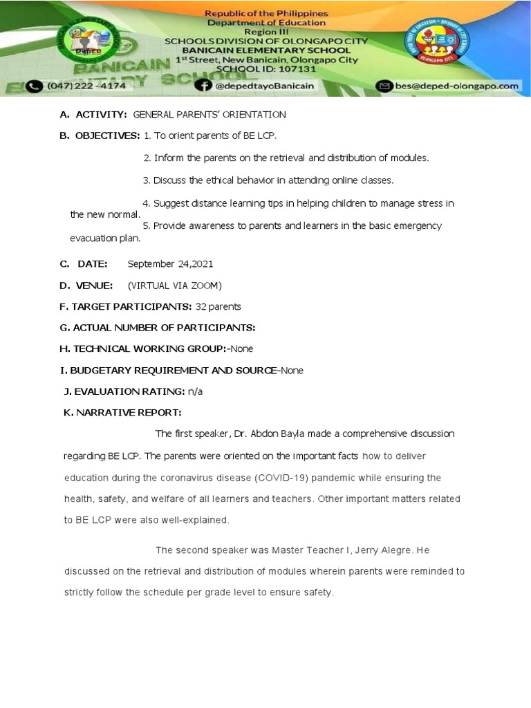 Acr General Parents Orientation | PDF | Learning | Distance Education