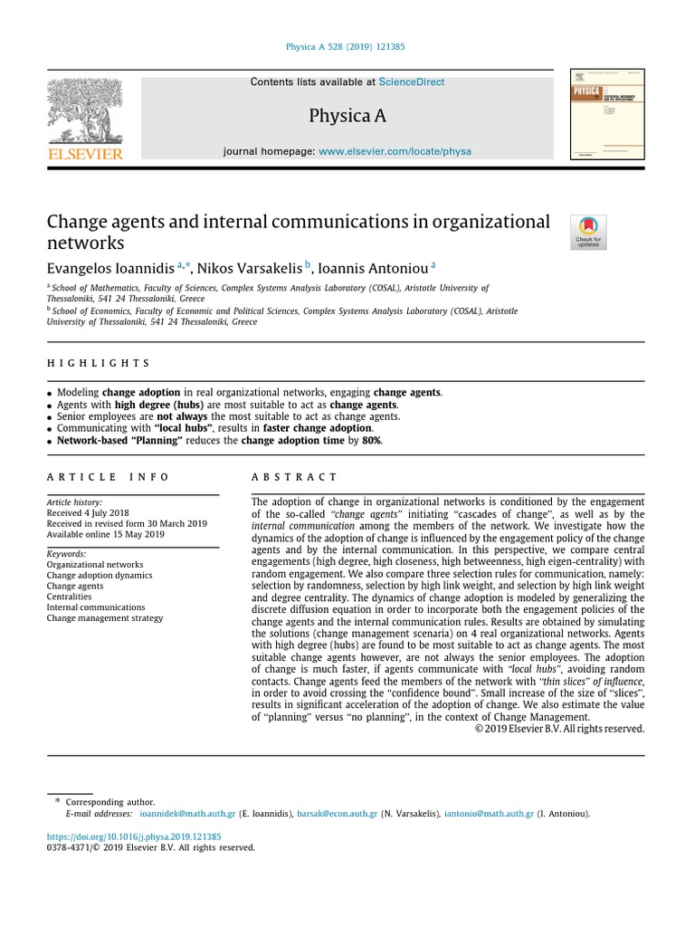 Change Agents and Internal Communications in Organizational | PDF ...