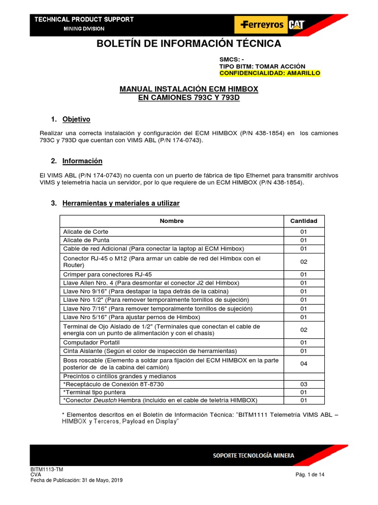 BITM1113-TM Procedimiento Instalación ECM HIMBOX en 793C y 793D | PDF ...