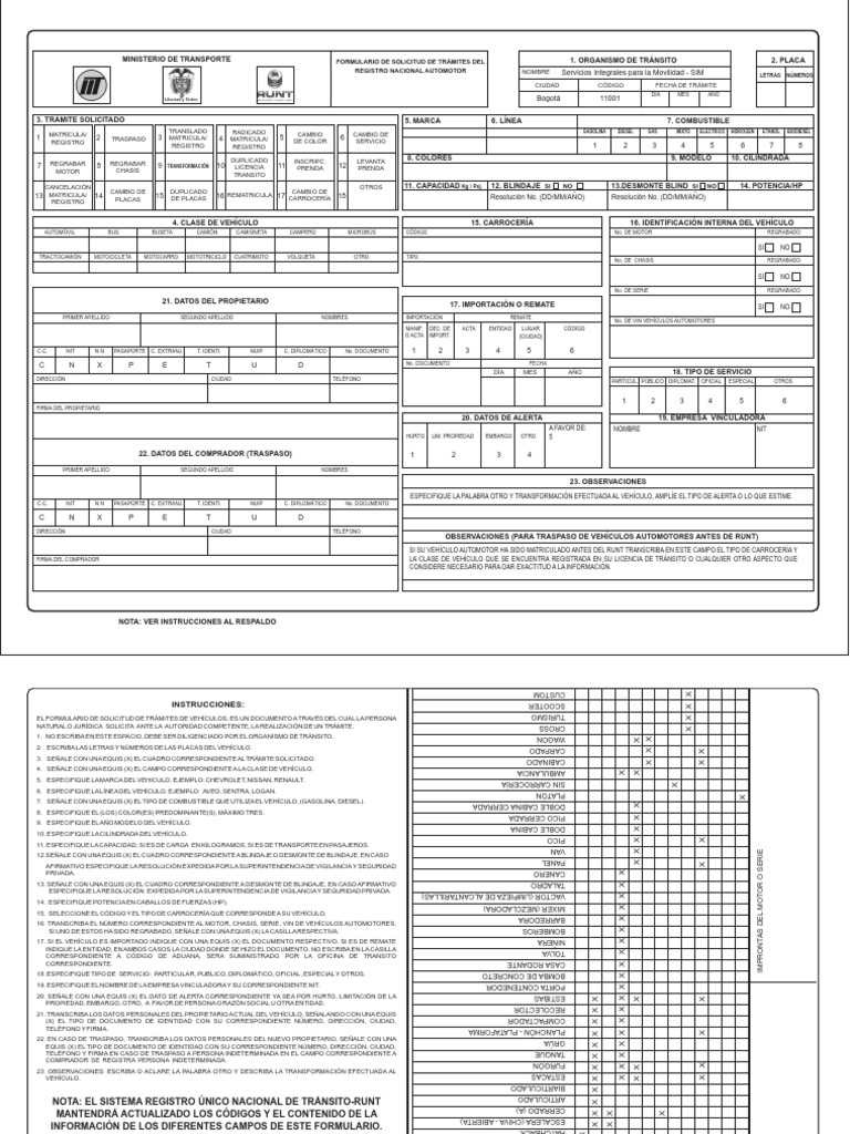 Formato Traspaso Tránsito | PDF | Placa de matrícula del vehículo | Camión