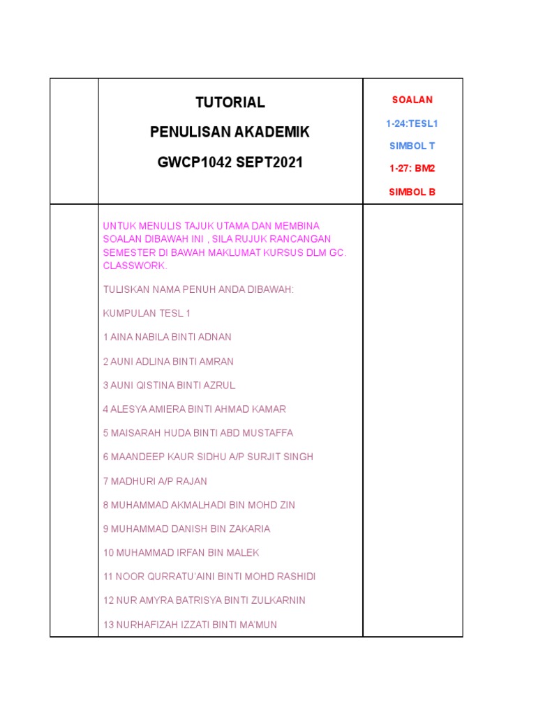 Tutorial GWCP1042 AMSYAR BM2 | PDF