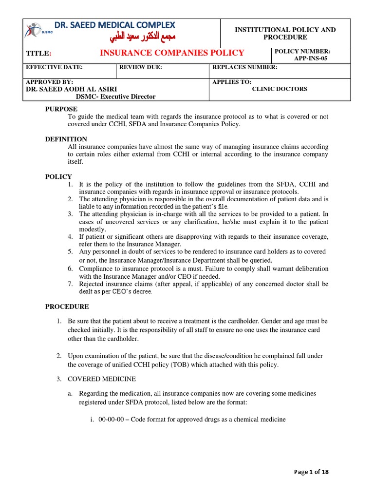 Insurance Companies Policy Overview | PDF | Chronic Condition | Medical ...