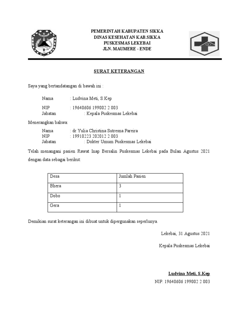 Surat Keterangan Ranap | PDF