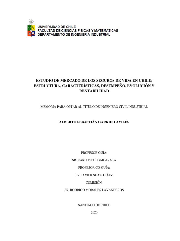 Estudio De Mercado De Los Seguros De Vida En Chile Estructura