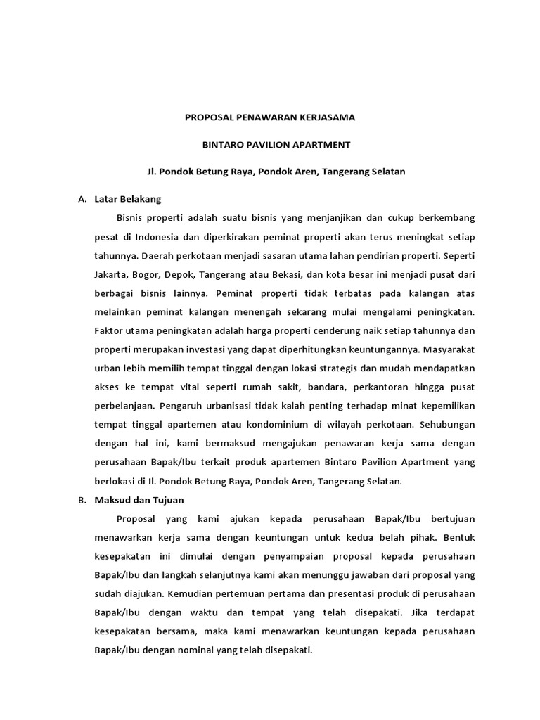 Contoh Proposal Kerja Sama | PDF