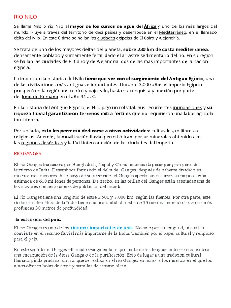 Rio Nilo y Ganges | PDF | Nilo | Egipto