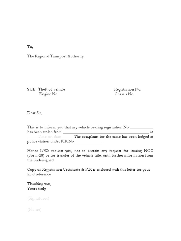 Letter To RTO | PDF