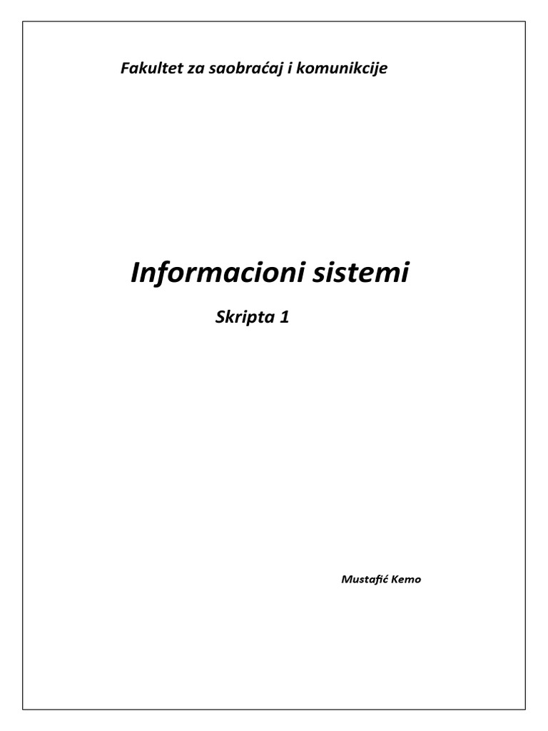 Informacioni Sistemi Skripta | PDF