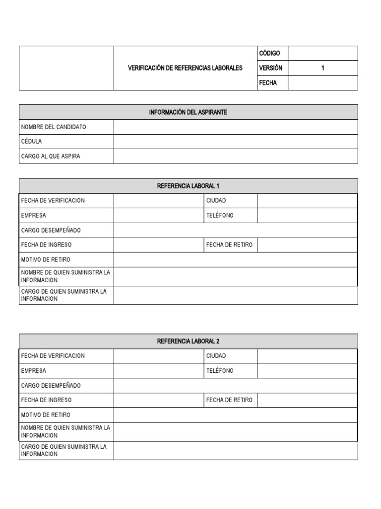 Formato de Verificacion de Referencias Laborales | PDF