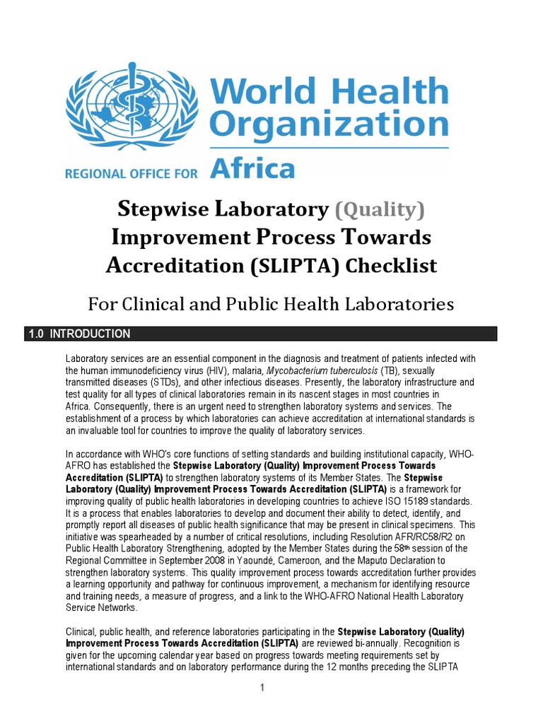 SLIPTA Checklist Ver1 | PDF | Verification And Validation | Laboratories