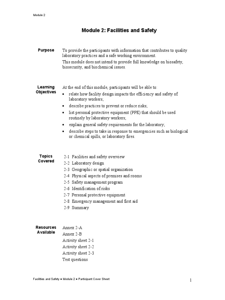 2 A Cover Participant Fac Safety | PDF