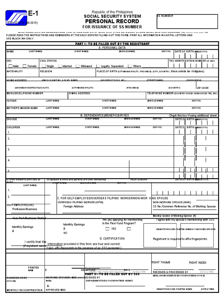 Personal Record: Social Security System | PDF | Identity Document ...