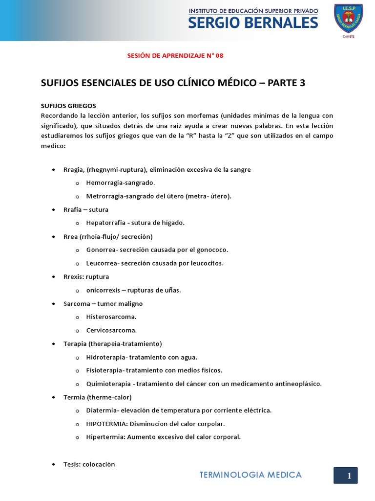 Sesion 08 Terminologia Medica V01.1 | PDF | Especialidades Medicas | Ciencias de la Salud