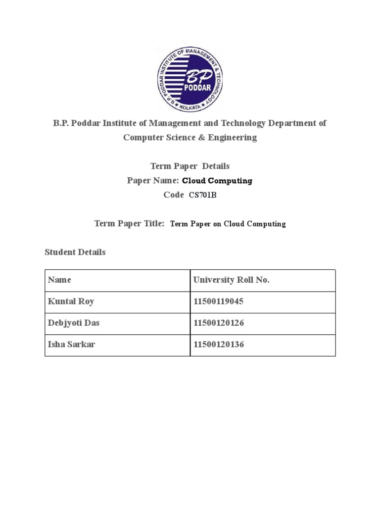 Term Paper Cloud Computing Download Free Pdf Cloud Computing Software As A Service 