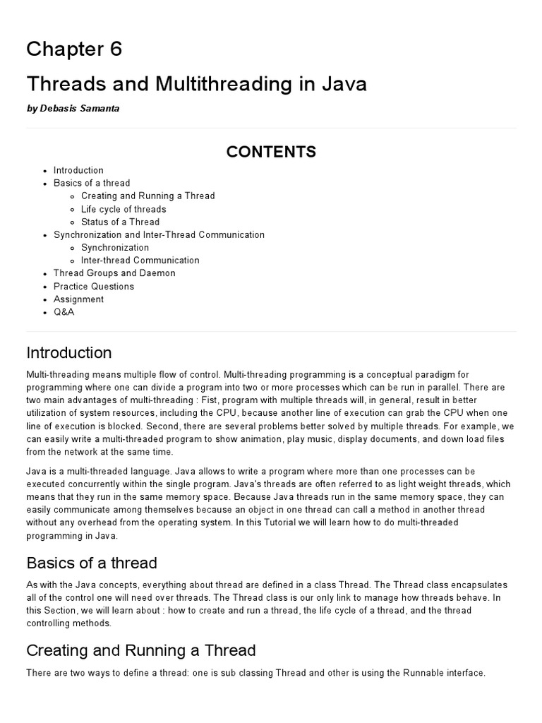 Day 4 5 Threads And Multi Threading In Java Pdf Method Computer