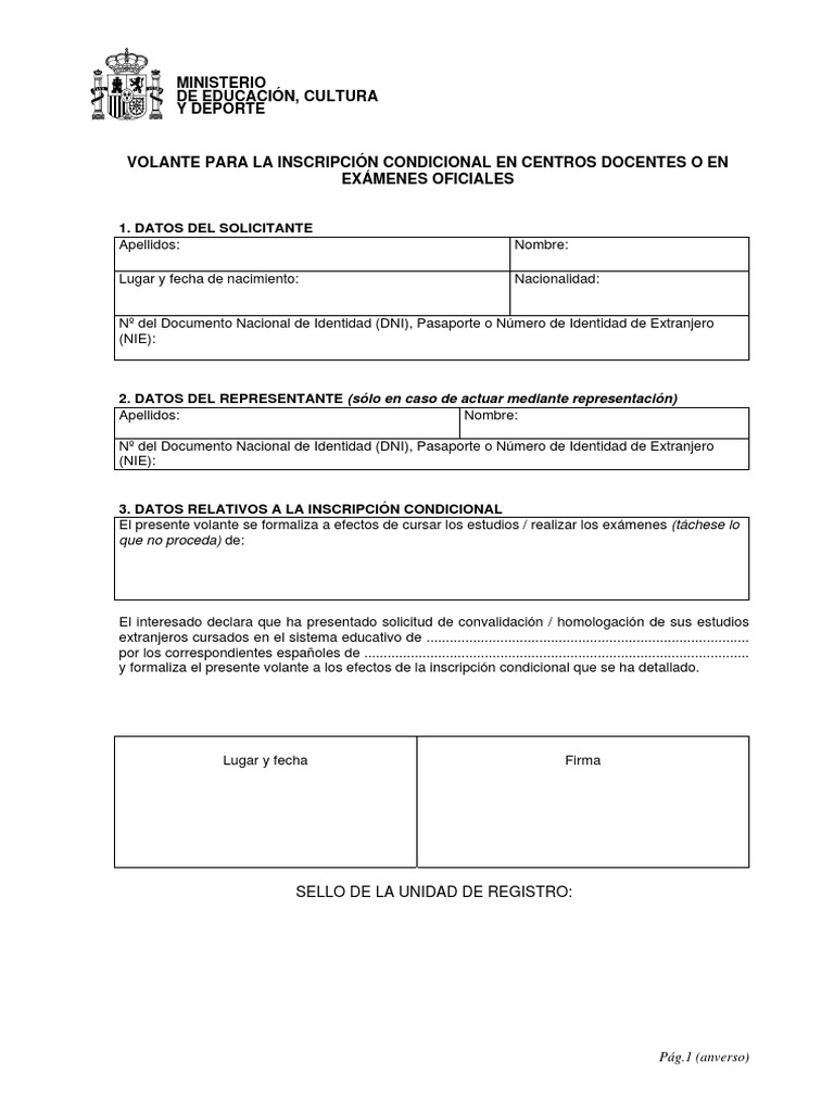 Volante de Inscripción Condicional | Descargar gratis PDF | Business