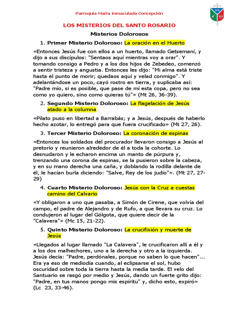 Los Misterios Dolorosos | PDF