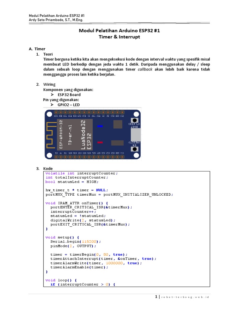 1 04 Pelatihan Arduino ESP32 Interrupt | PDF | Komputer