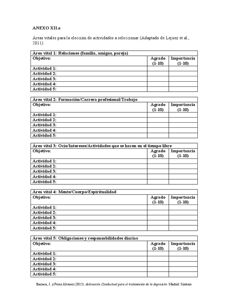 Anexos de Activacion Conductual para La Depresion1 | PDF