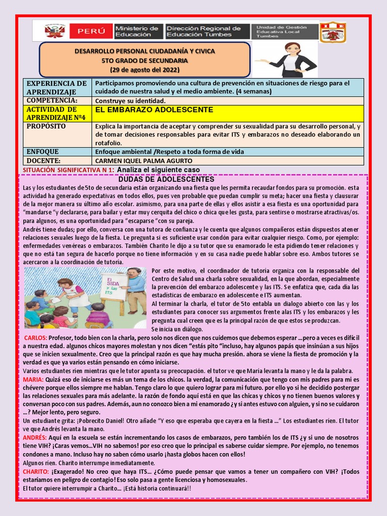 Sesion 4 DPCC 3er Bim | PDF | Infección transmitida sexualmente | El embarazo