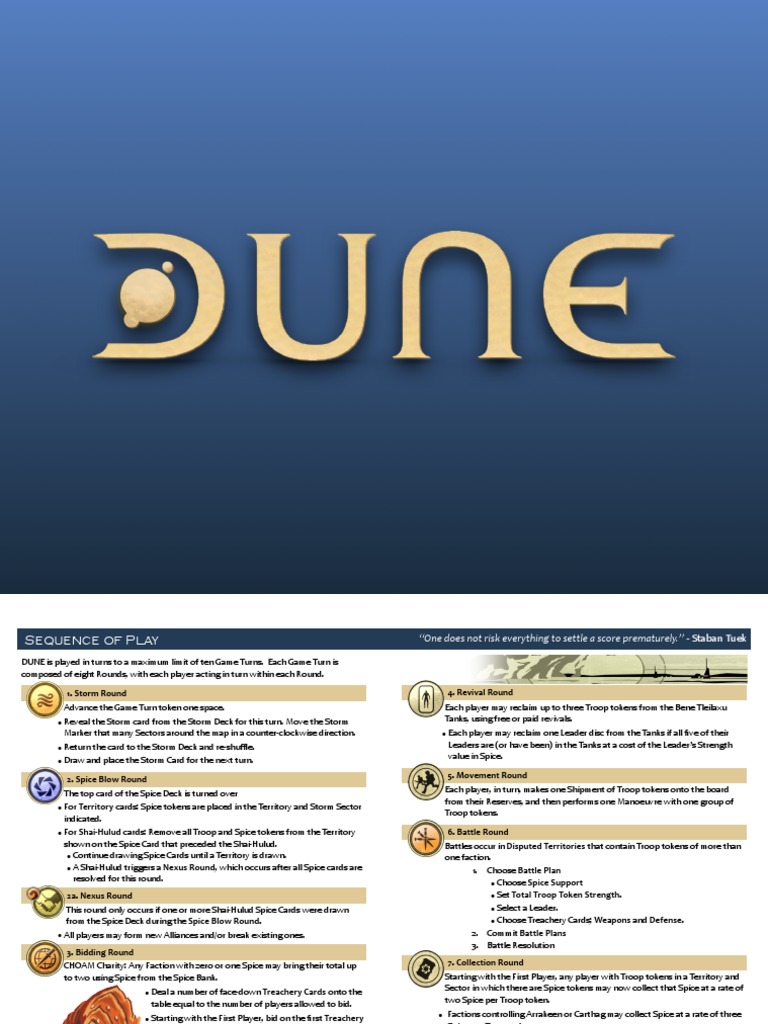 Dune Board Game Turn Sequence Guide | PDF | Dune (Novel) | Dune (Franchise)
