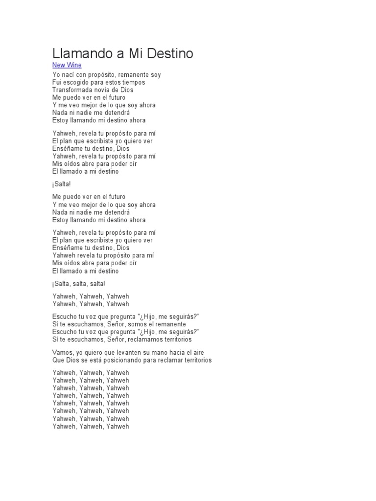 Llamando A Mi Destino Letra | PDF