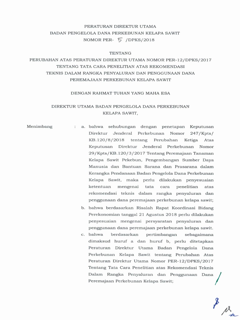 Reg - 6 - PERDIRUT - BPDPKS - NO - 5 - TAHUN - 2018 - Tentang ...
